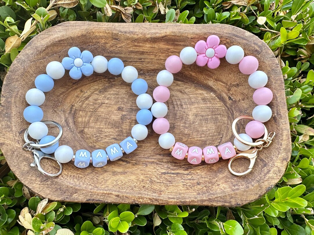 Silicone Bead Keychain Wristlet: Gender Reveal, Mama to Be Gift - Etsy