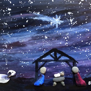 Pebble Art Nativity Scene - Etsy