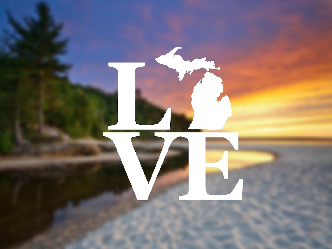 Michigan Love Decal, Michigan Sticker, Vinyl Car Decal, Michigan ...