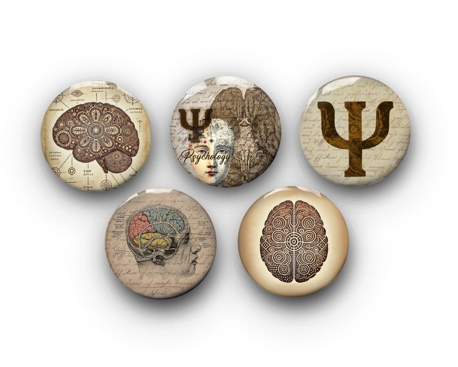 Psychology Pin Badges | Vintage Style | Psi Symbol | Student | Teacher ...