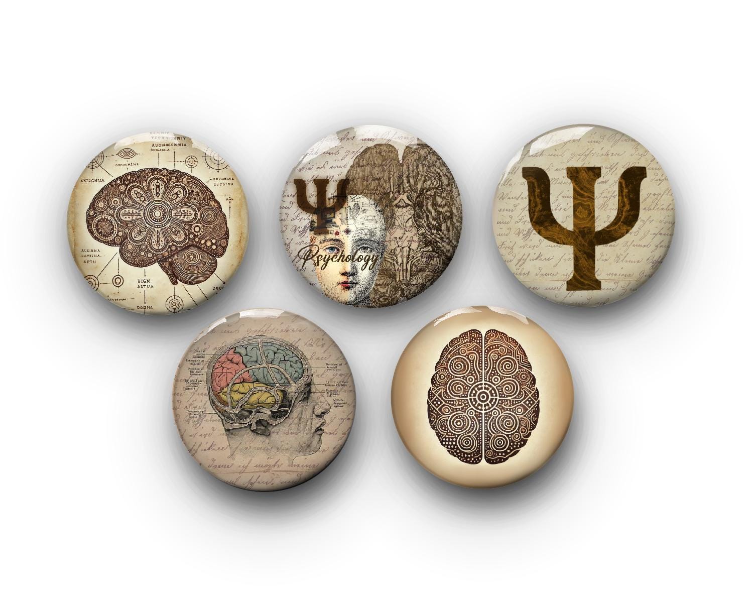 Psychology Pin Badges | Vintage Style | Psi Symbol | Student | Teacher ...