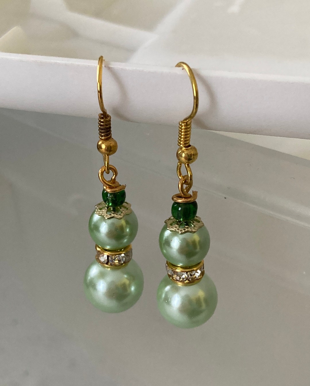 Green Drop Earrings - Etsy