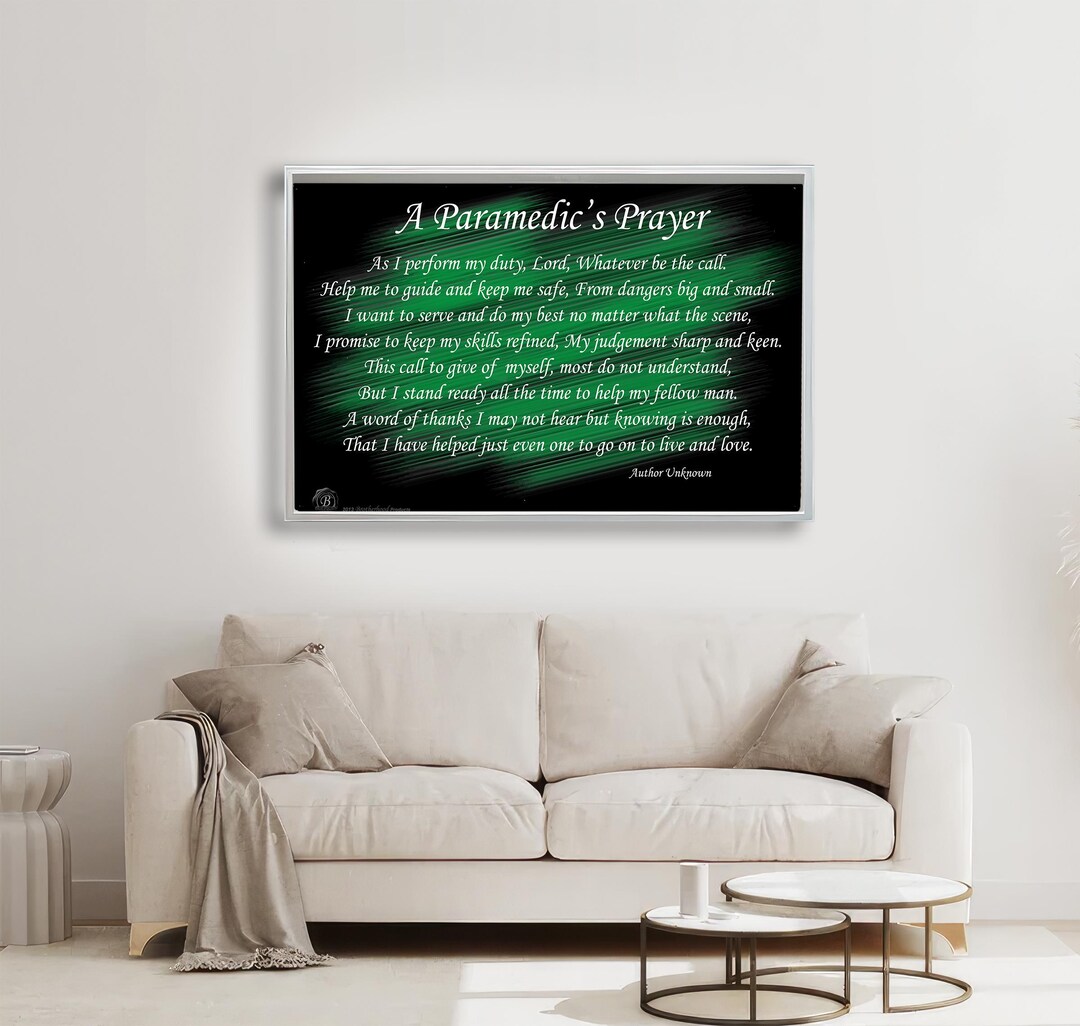 A Paramedic's Prayer EMT EMS Emergency Medical Services Design 24x36 or ...