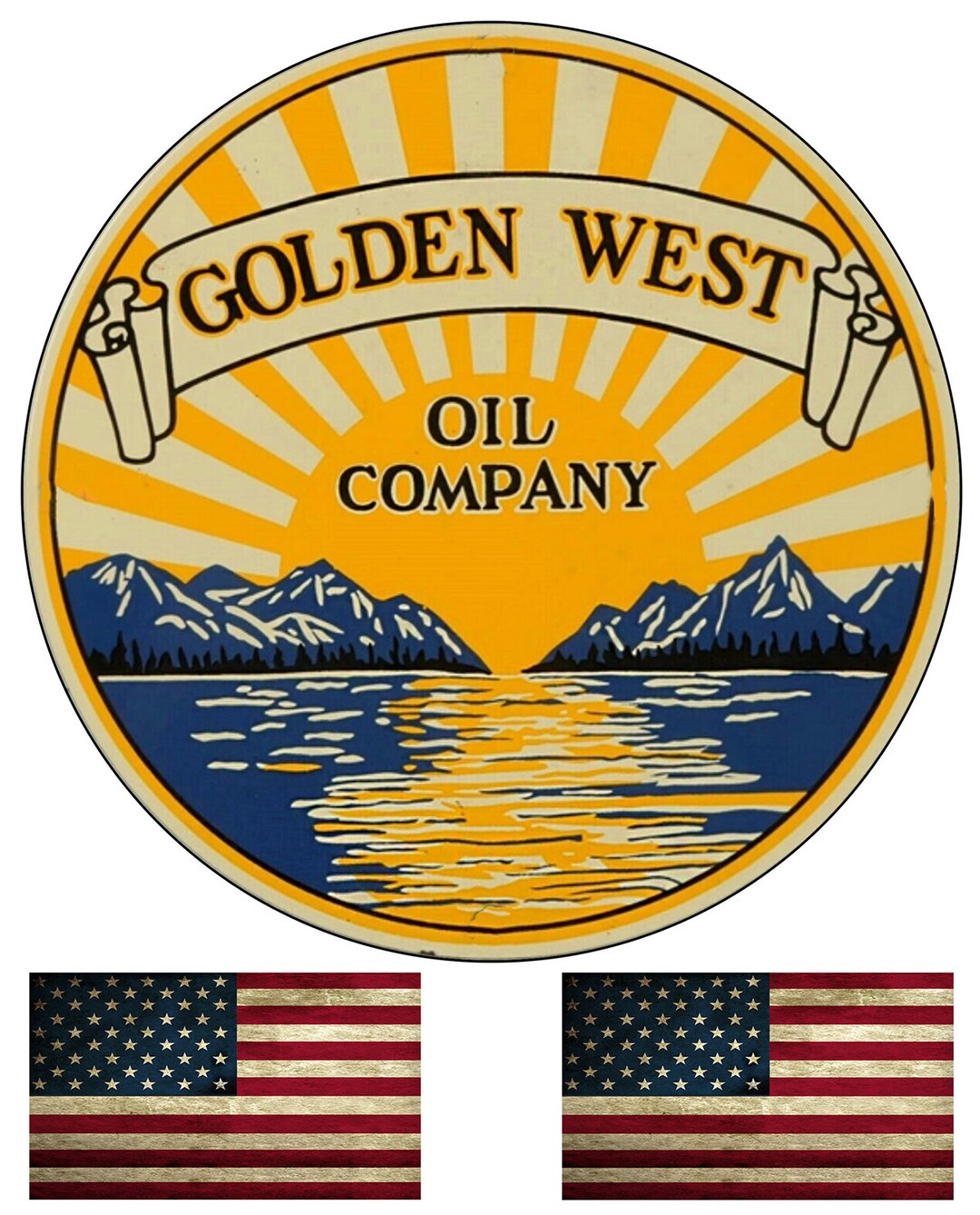 Golden West Oil Company Old Ad Vintage Round Metal Garage Sign ...
