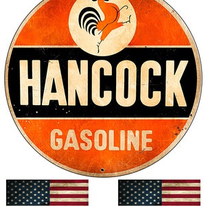 Hancock Gasoline Old Garage Sign Metal Garage Gas Vintage Reproduction ...