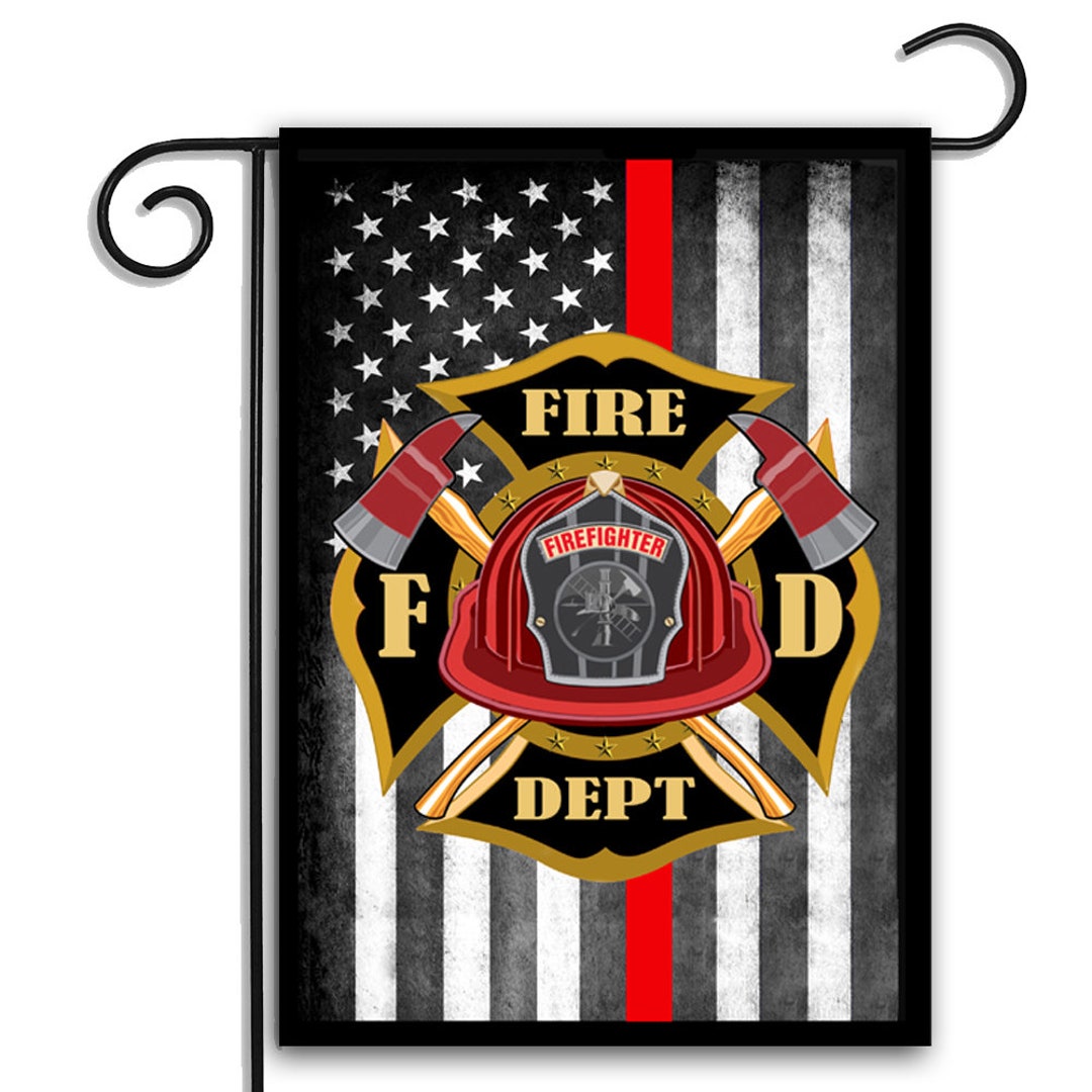 Thin Red Line Firefighter Garden Flag | Maltese Cross American Flag ...