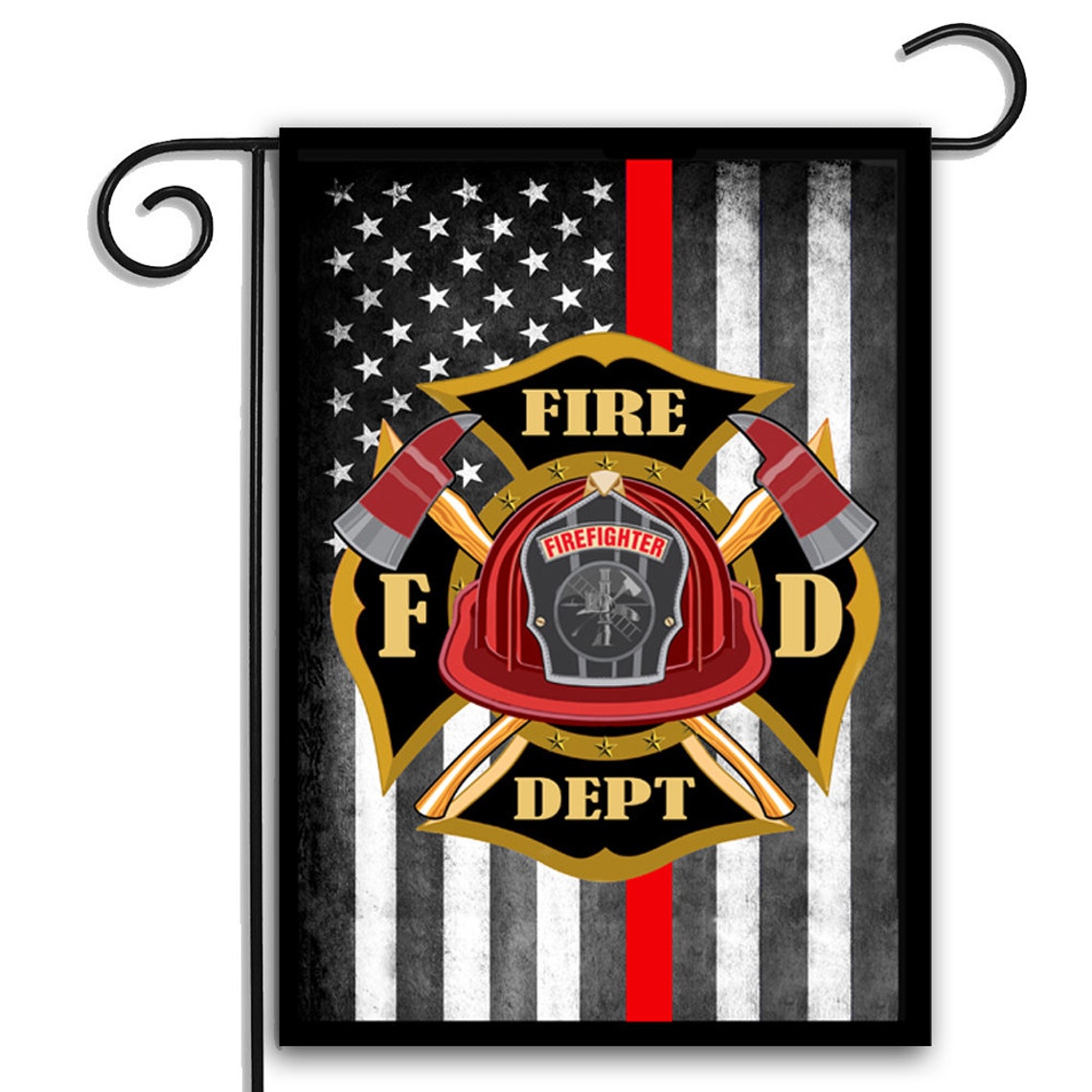 Thin Red Line Maltese Cross American Firefighter Yard Garden - Etsy