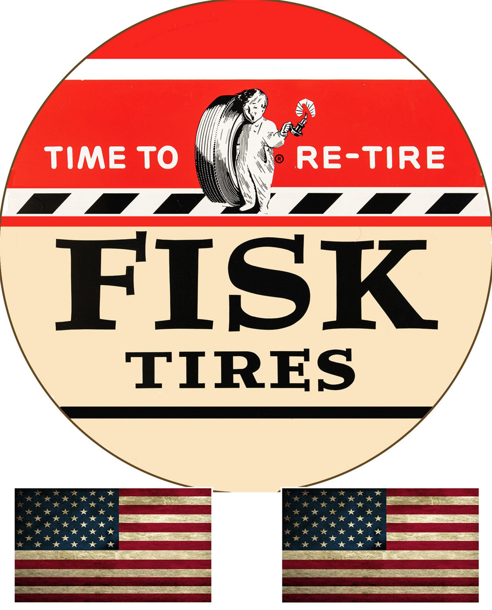 Fisk Tire Advertisement Old Vintage Round Garage Sign Metal | Etsy