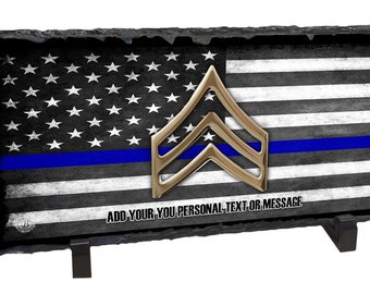 Personalized Sergeant Bars Slate Rock Stone With A Stand | Etsy