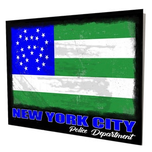 New York City Police Department Flag Aluminum Stand off Police Wall ...