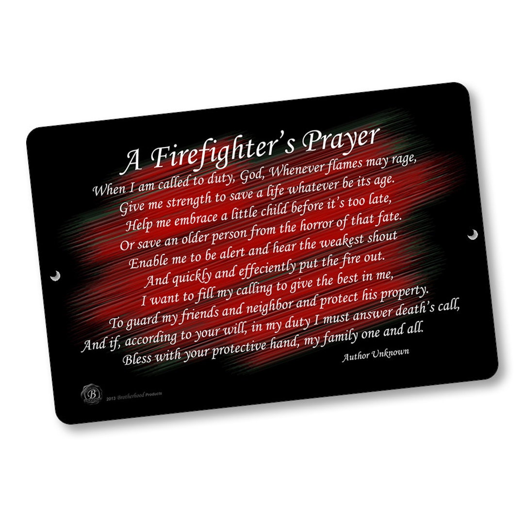 Firefighter's Prayer Metal Sign | Firefighter Wall Decor for Home ...