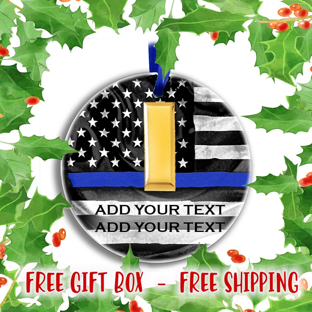 Thin Blue Line Lieutenant Bar Rank Insignia Personalized With Name and ...