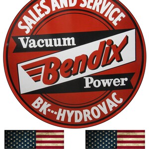Bendix Power Vacuum Hydrovac Sign Ad Old Vintage Round Garage | Etsy