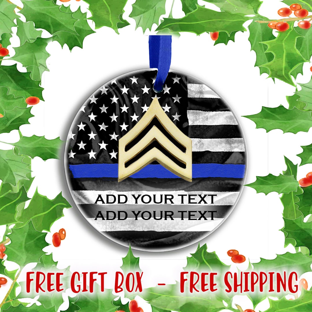 Thin Blue Line Sergeant Stripes Rank Insignia Personalized With Name ...