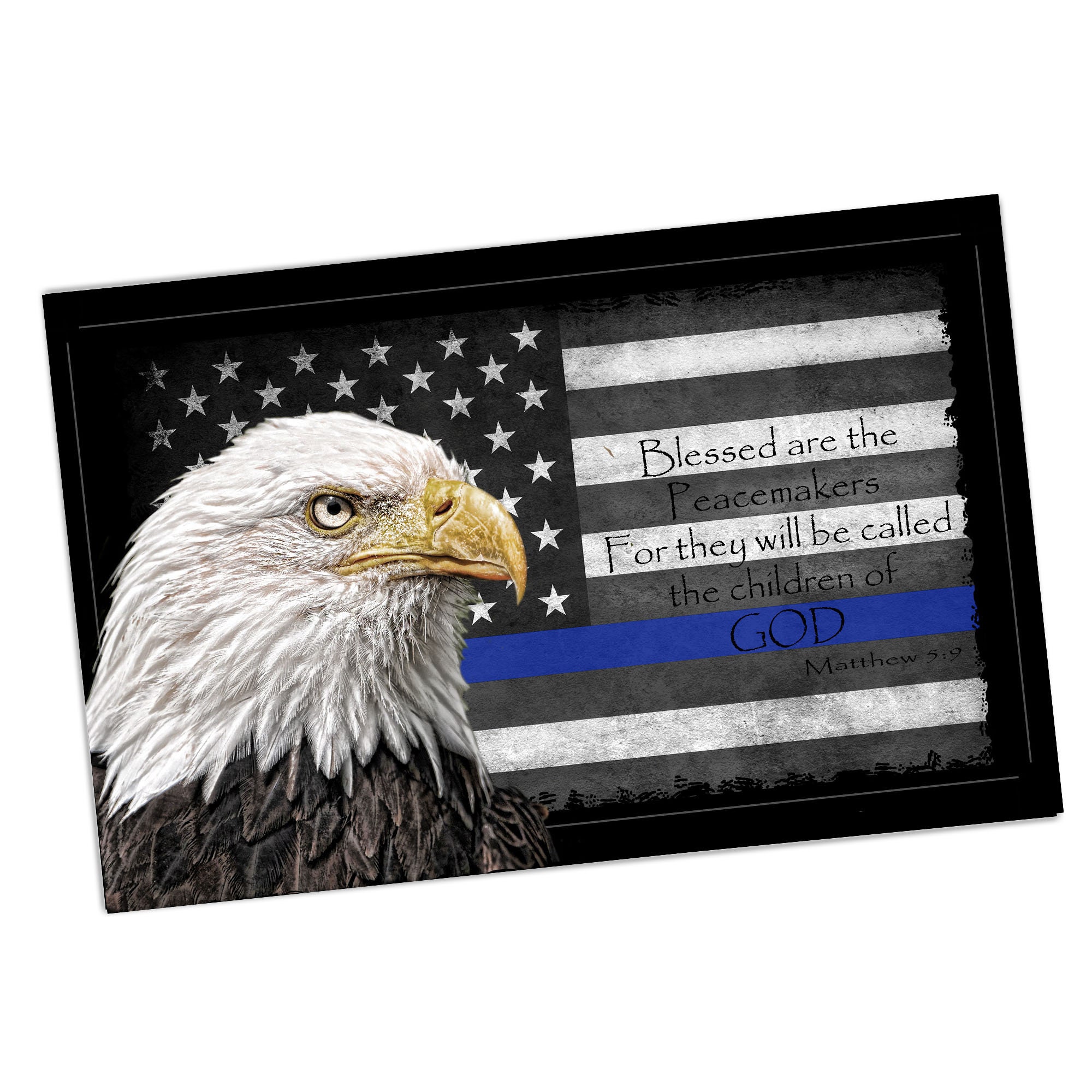 The Thin Blue Line Eagle Flag for Law Enforcement Blessed Are the ...