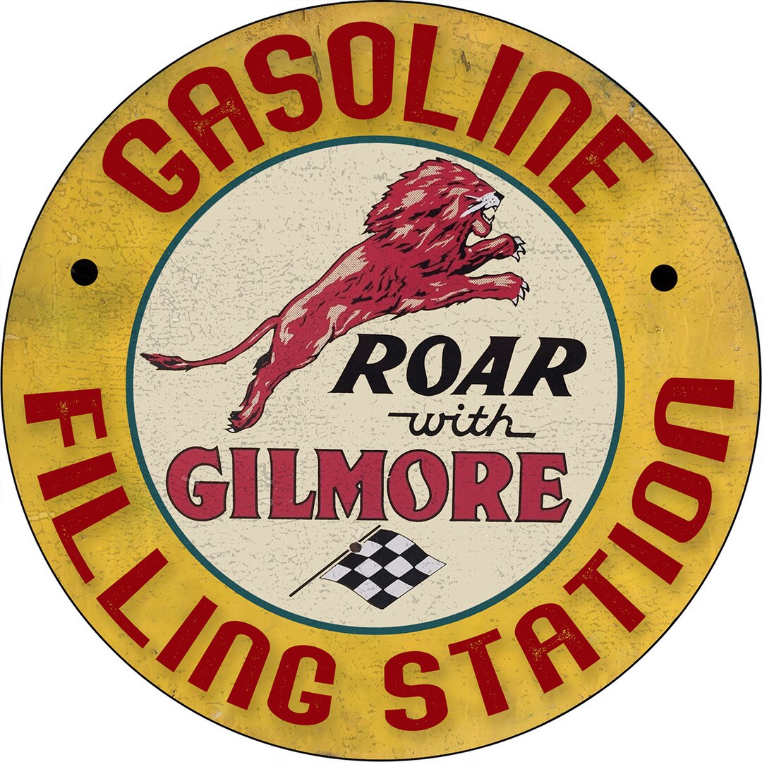 Gilmore Gasoline Filling Station Advertisement Old Vintage Round Garage ...