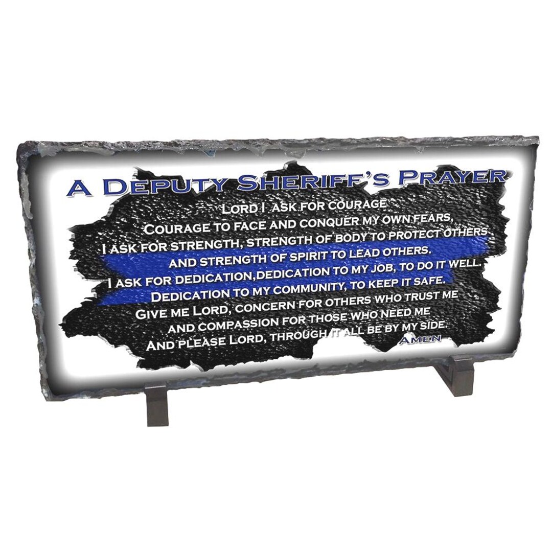 Thin Blue Line Deputy Sheriff Prayer Slate Rock | Police Graduation ...