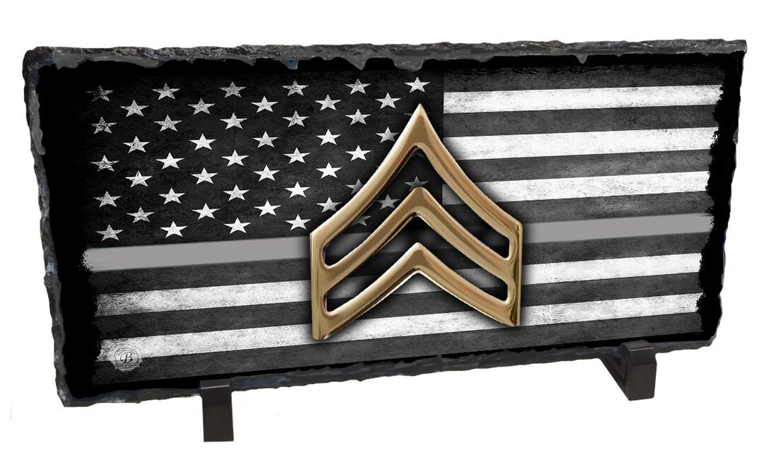 Corrections Sergeant Rank Bars American Flag Thin Grey Line Chiseled ...