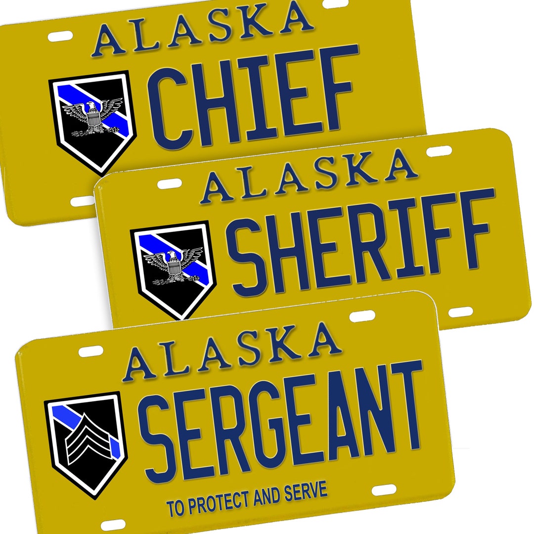 Alaska State Trooper Blue Line American Flag | Vanity License Plate ...