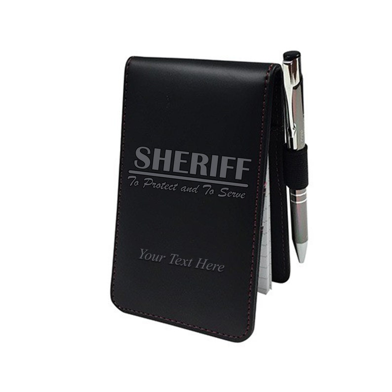 Personalized Sheriff Leatherette Notepad With Pen, Custom Mini Memo Pad ...
