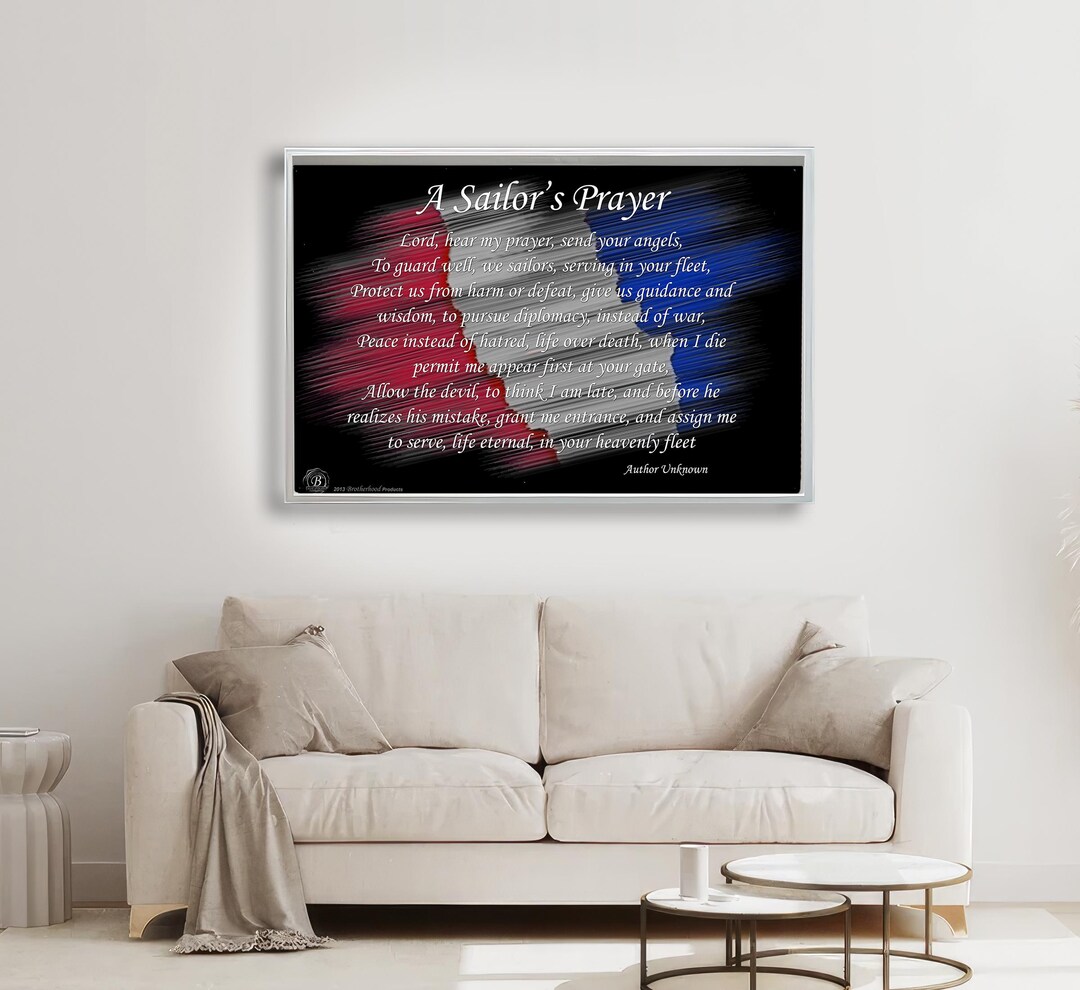 US Navy Sailor's Prayer Red White & Blue Design 24x36 or 11x17 In. Man ...