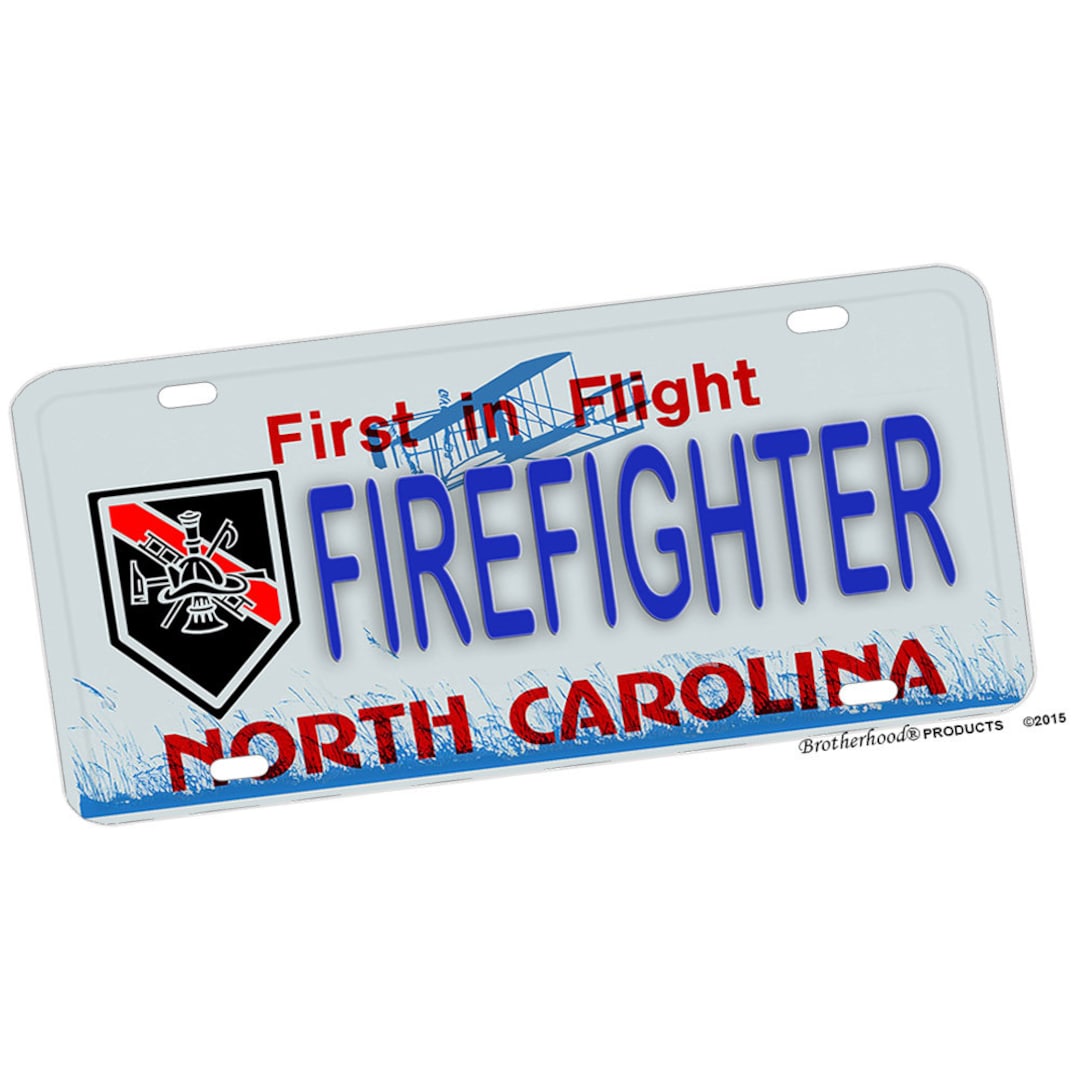 North Carolina Firefighter With Thin Red Line License Plate Tag ...