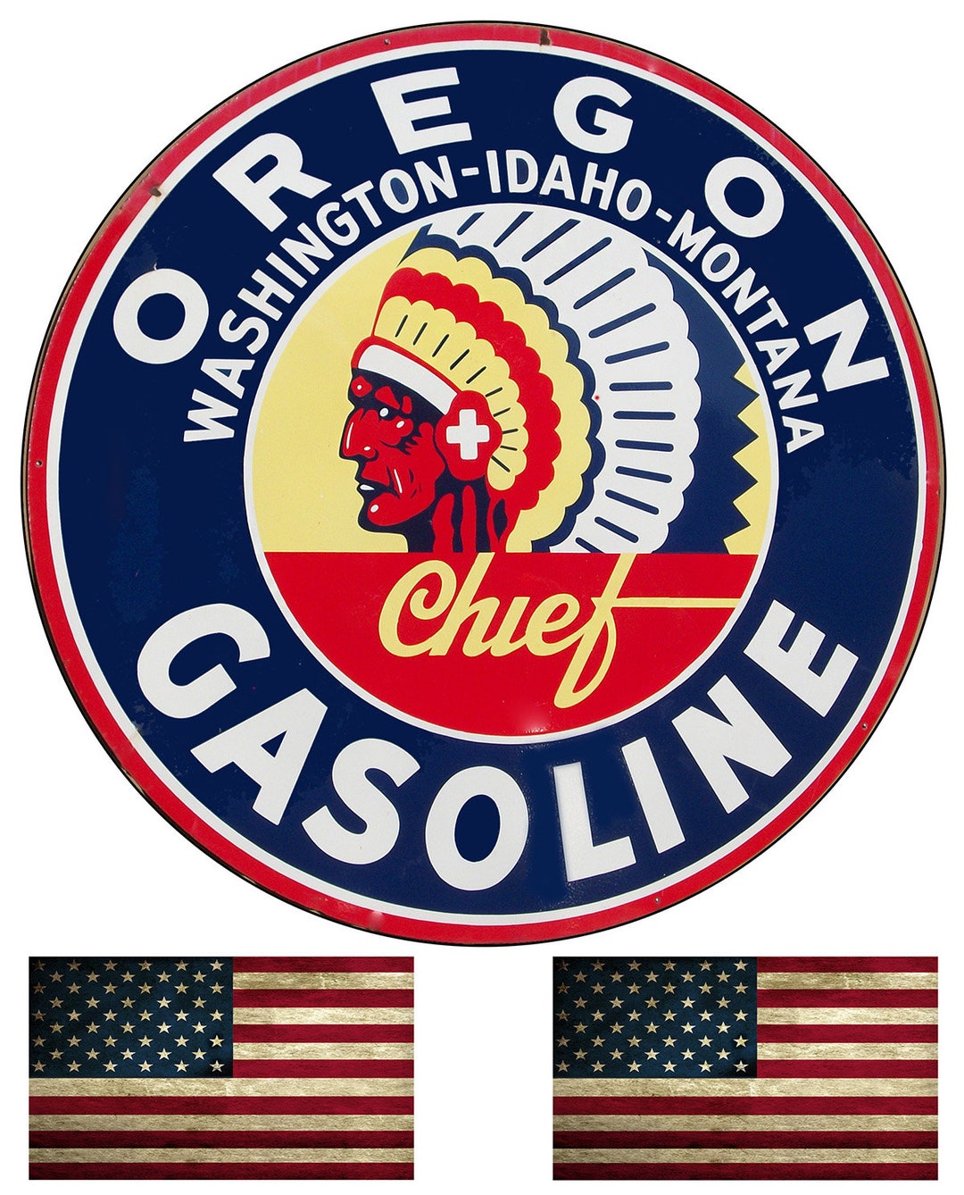 Oregon Chief Gasoline Vintage Sign Garage Sign Metal Garage Vintage ...