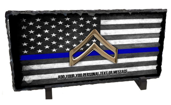 Police Corporal Rank Bars American Flag Thin Blue Line Art | Etsy