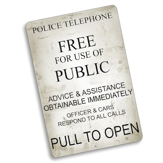 Vintage Police Telephone Free Public Assistance Use Metal Sign | Etsy
