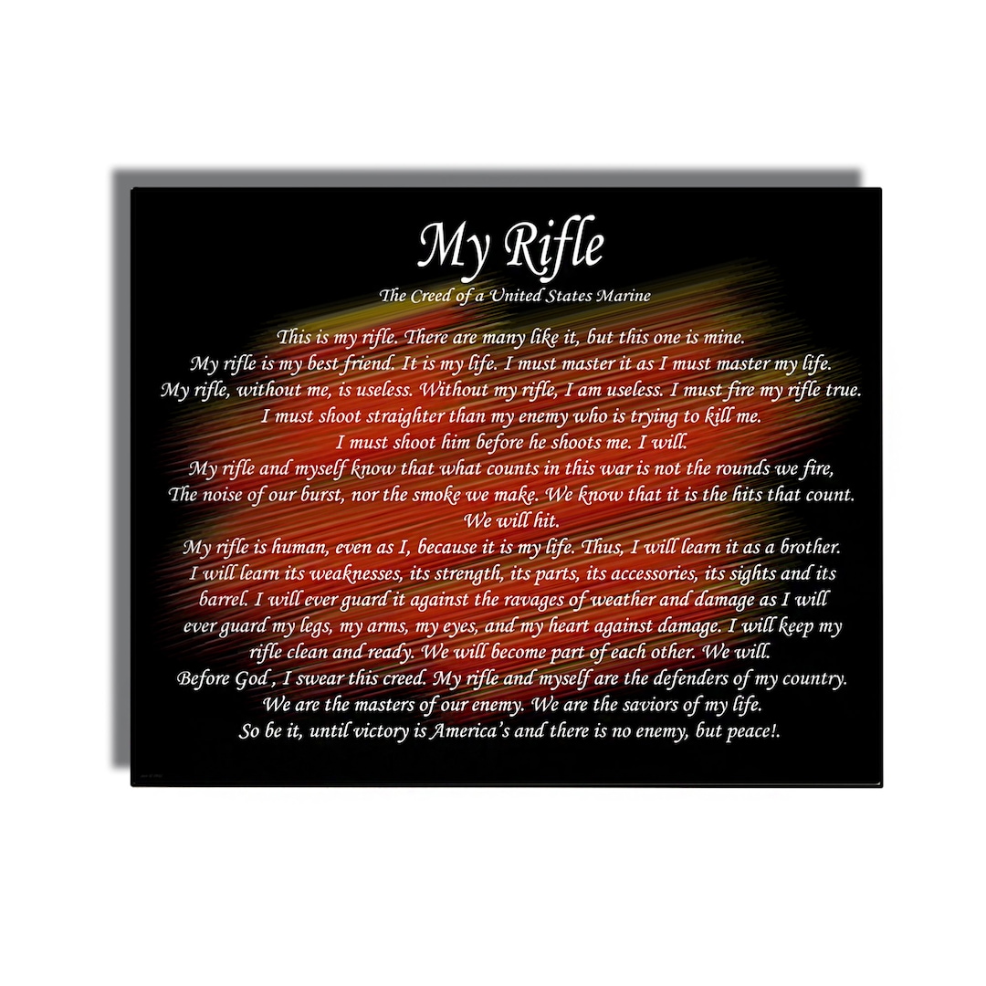 Marine Corps Creed This is My Rifle Metal Wall Decor Gifts for A Marine ...
