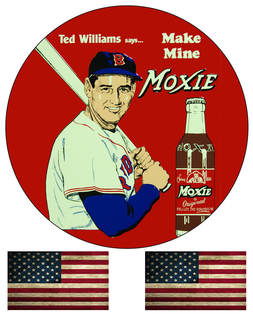 Ted Williams Moxie Advertisement Sign, Vintage Garage Decor, 11.75 Inch ...