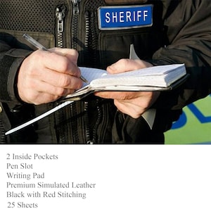 Personalized Sheriff Notepad With Pen, Custom Name Printed Leatherette ...