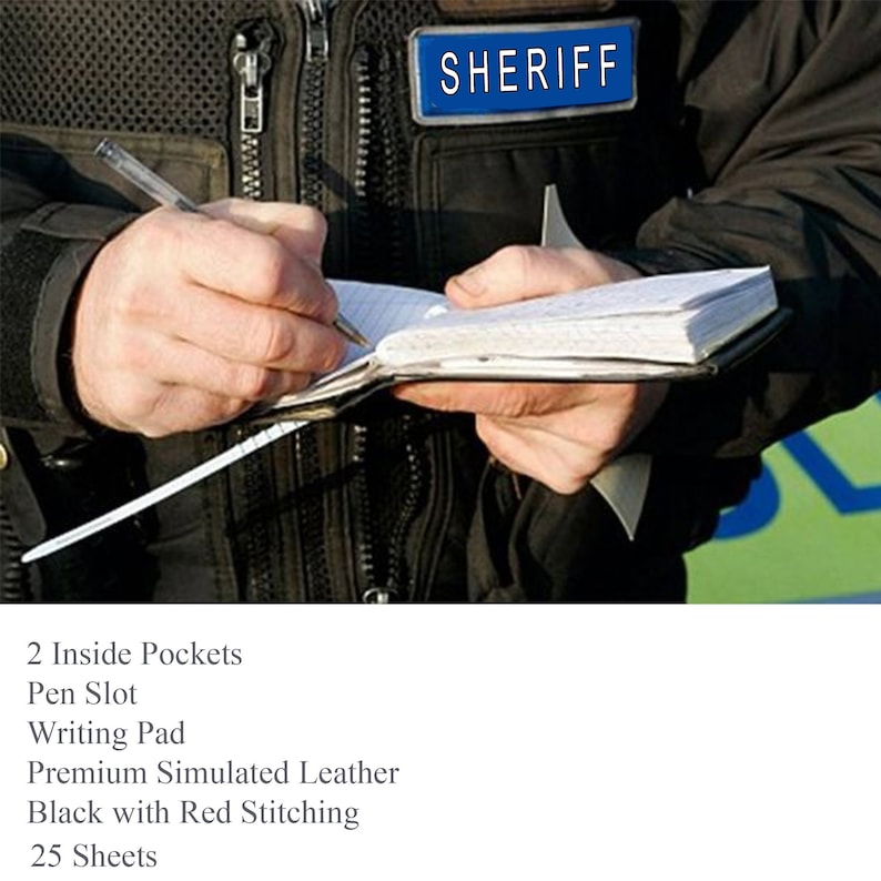 Personalized Sheriff Leatherette Notepad With Pen, Custom Mini Memo Pad ...