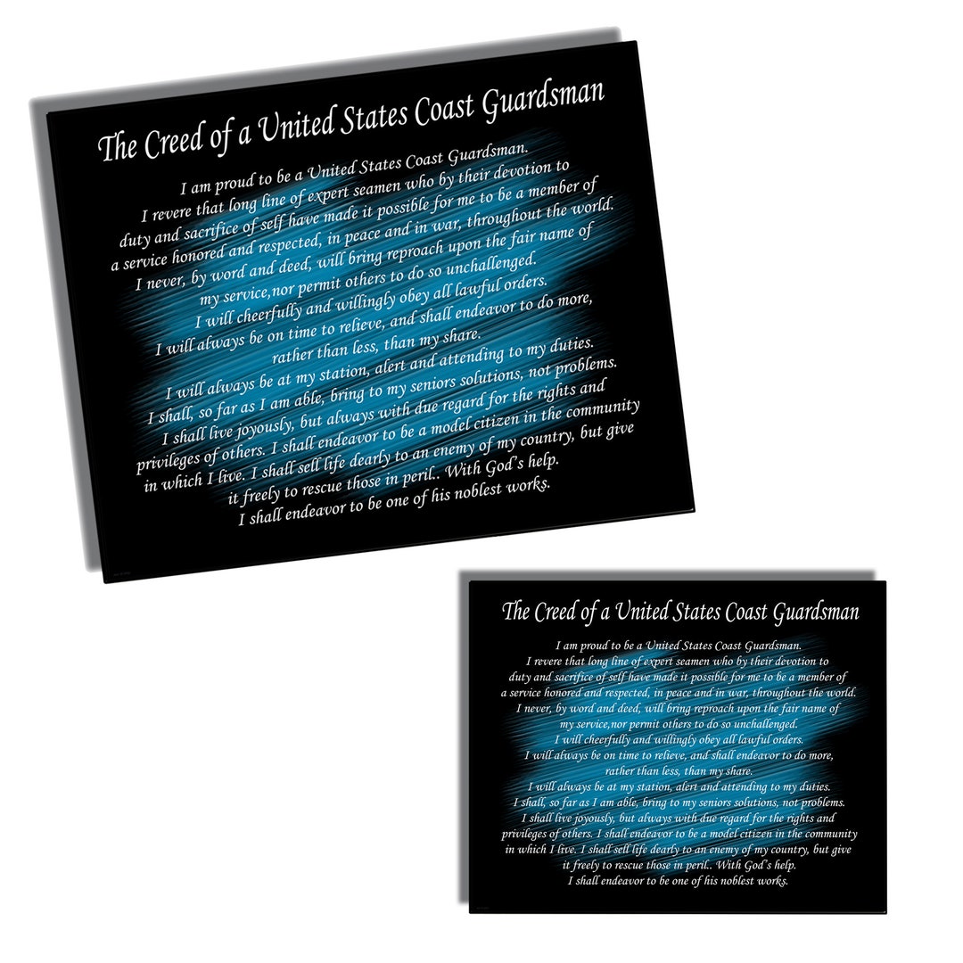 US Coast Guard Creed Metal Wall Decor Gifts for A Coast Guardsman Coast ...