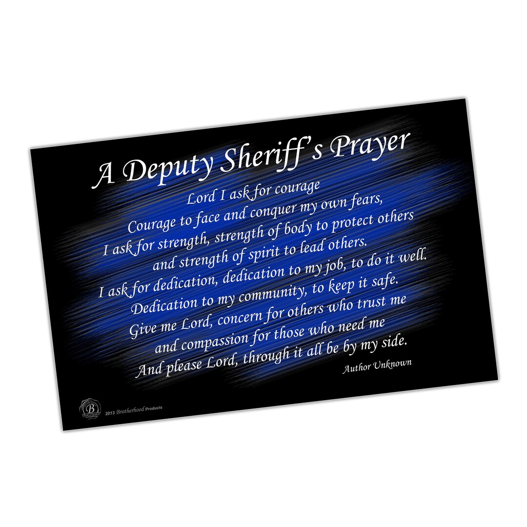A Deputy Sheriff's Prayer Law Enforcement Sheriff Wall Poster - Etsy