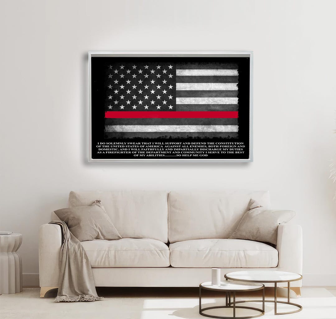 Firefighter Fireman's Oath of Office Thin Red Line Flag Wall Poster - Etsy