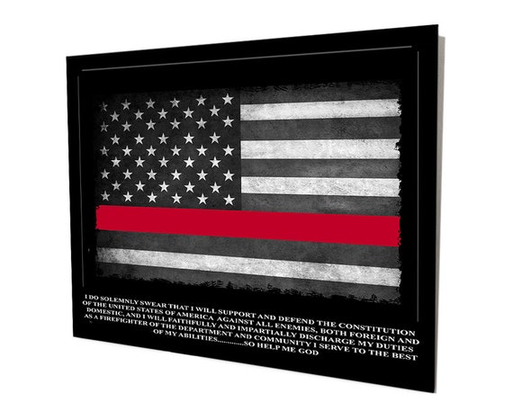 Firefighter Oath Thin Red Line American Flag Metal Wall Decor | Etsy