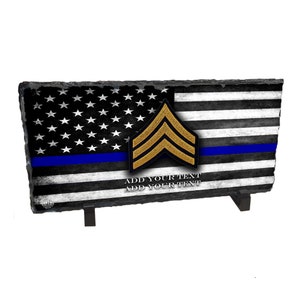 Personalized Solid Sergeant Bars Slate Rock Stone With A Stand - Law ...