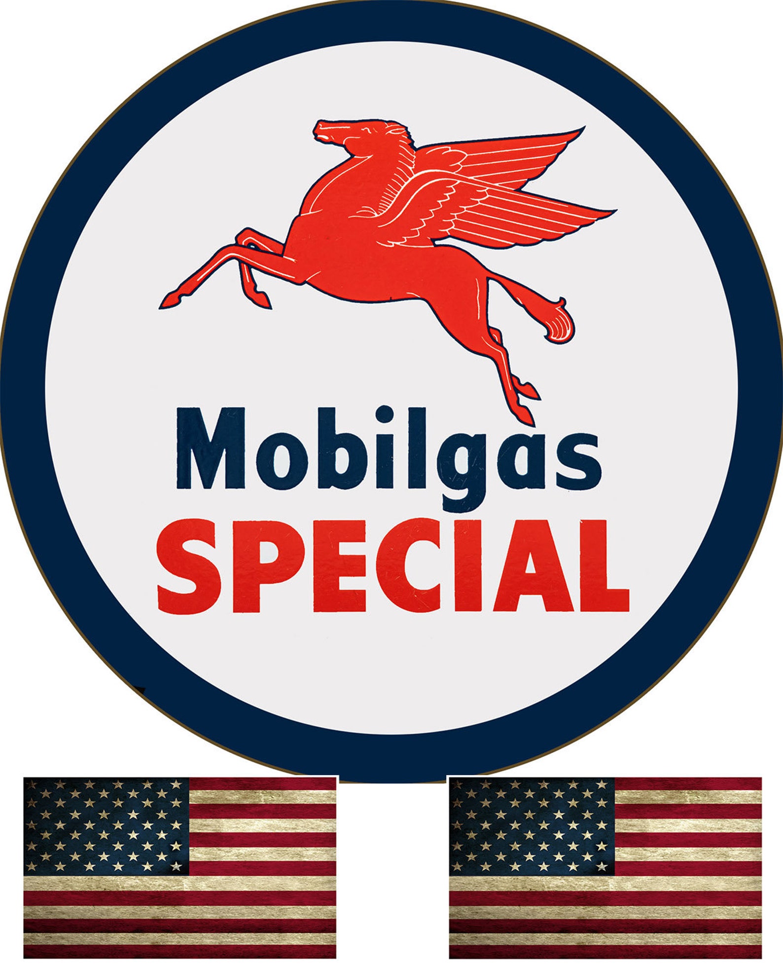 Mobil Gas Sign Advertisement Old Vintage Round Garage Sign Metal Garage ...