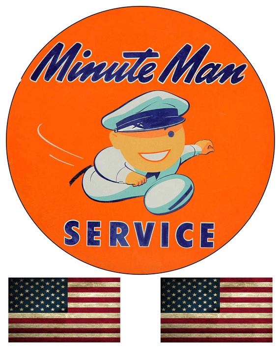 Minute Man Service Advertisement Old Vintage Round Garage Sign - Etsy