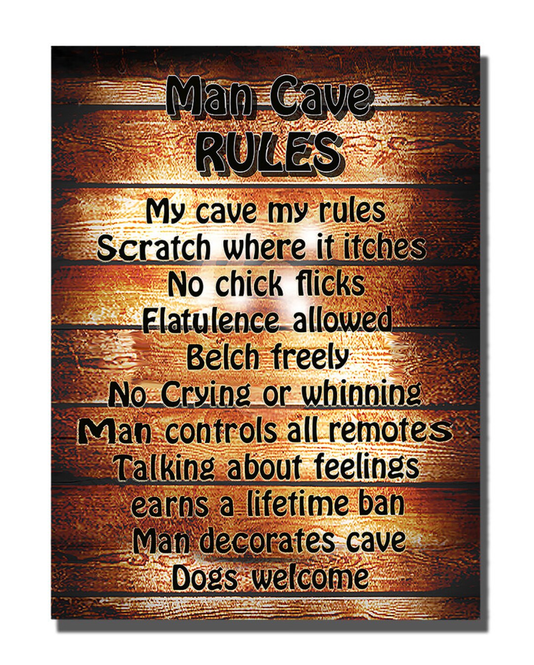Man Cave Rules Stand off Metal Wall Decor List of Rules for A Mancave ...