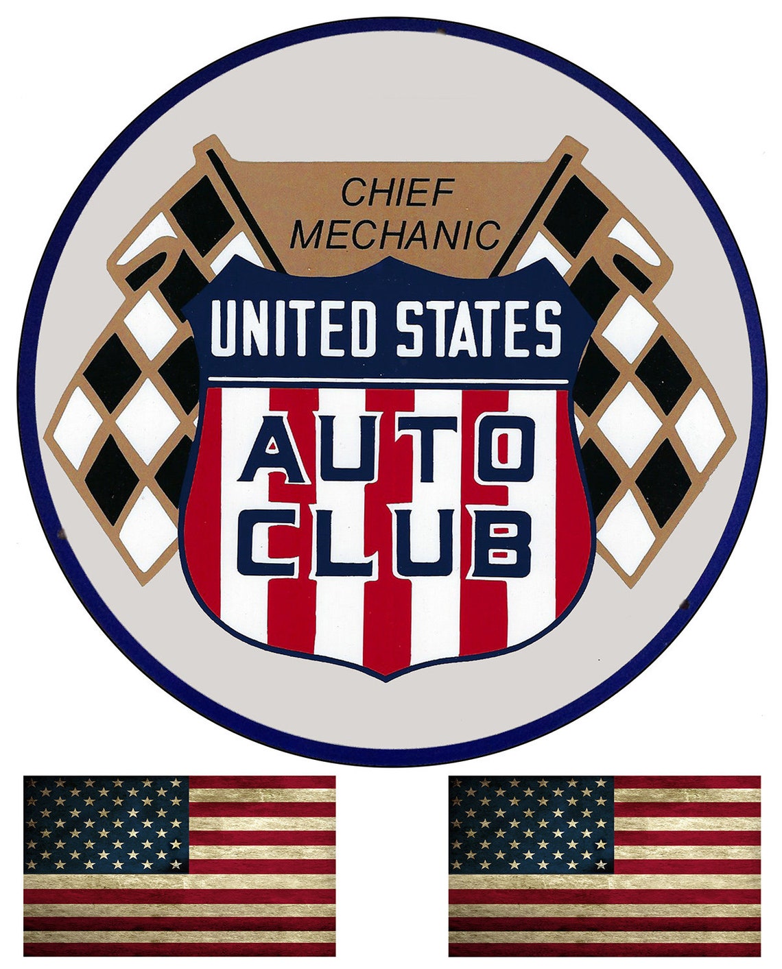 United States Auto Club Old Ad Old Vintage Round Garage Sign - Etsy