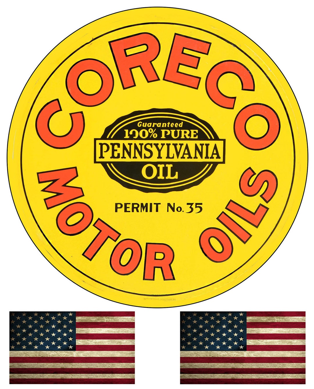 Coreco Pennsylvania Oil Gas Advertisement Old Vintage Round Garage Sign ...