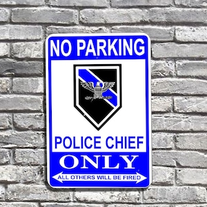 No Parking Police Chief Only Thin Blue Line Metal Sign Retro Metal ...