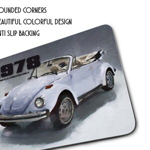 1978 Volkswagen Bug Convertible Thin Rubber Backed Square Mouse Pad for ...