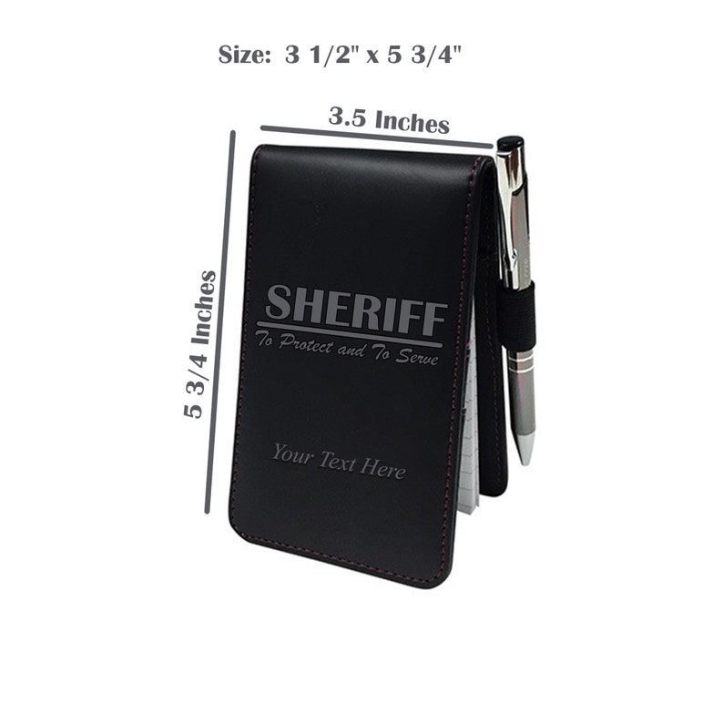 Personalized Sheriff Leatherette Notepad With Pen, Custom Mini Memo Pad ...