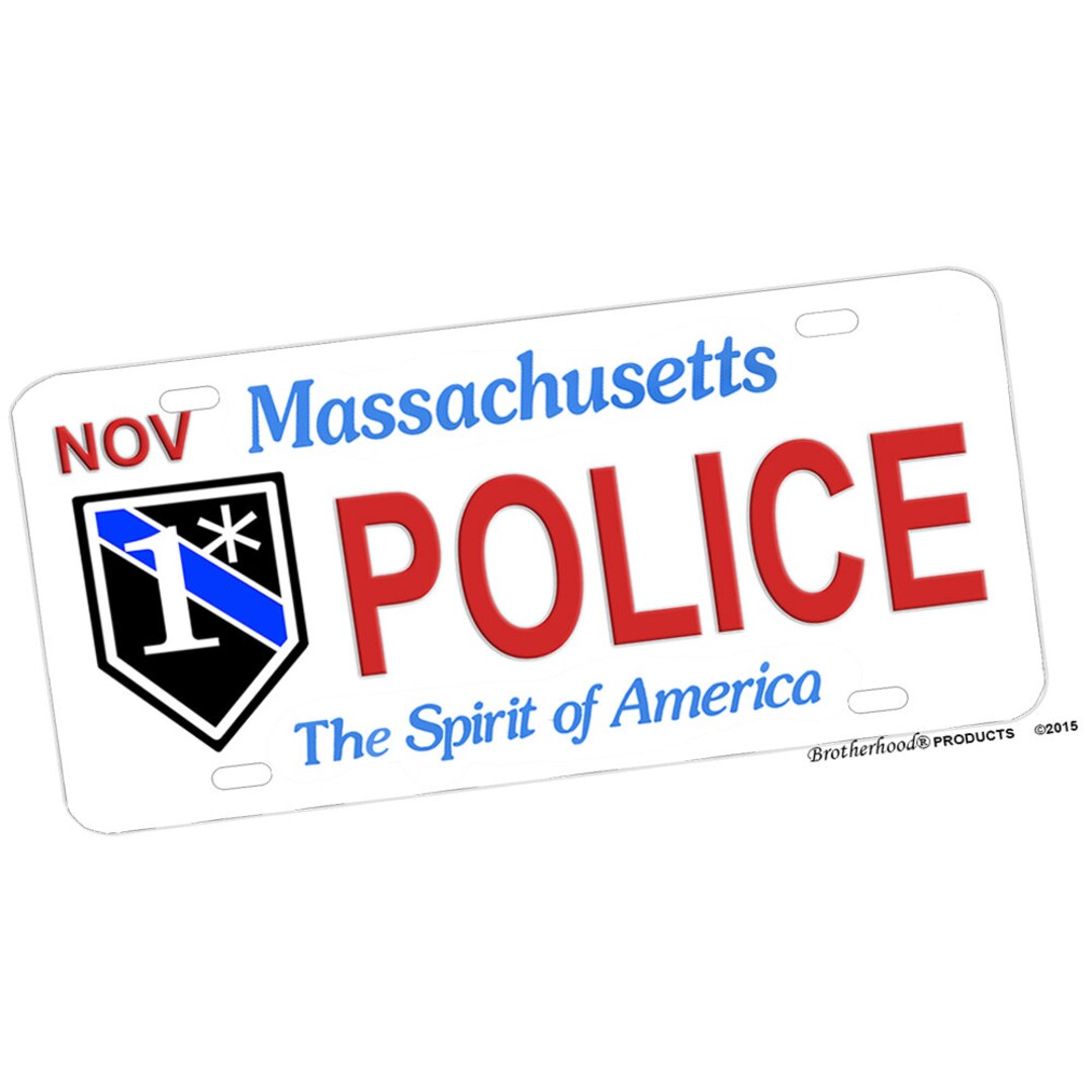 1* POLICE | Massachusetts License Plates | Vanity License Plate | Blue ...