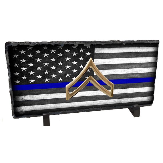 Police Corporal Rank Bars American Flag Thin Blue Line Art | Etsy