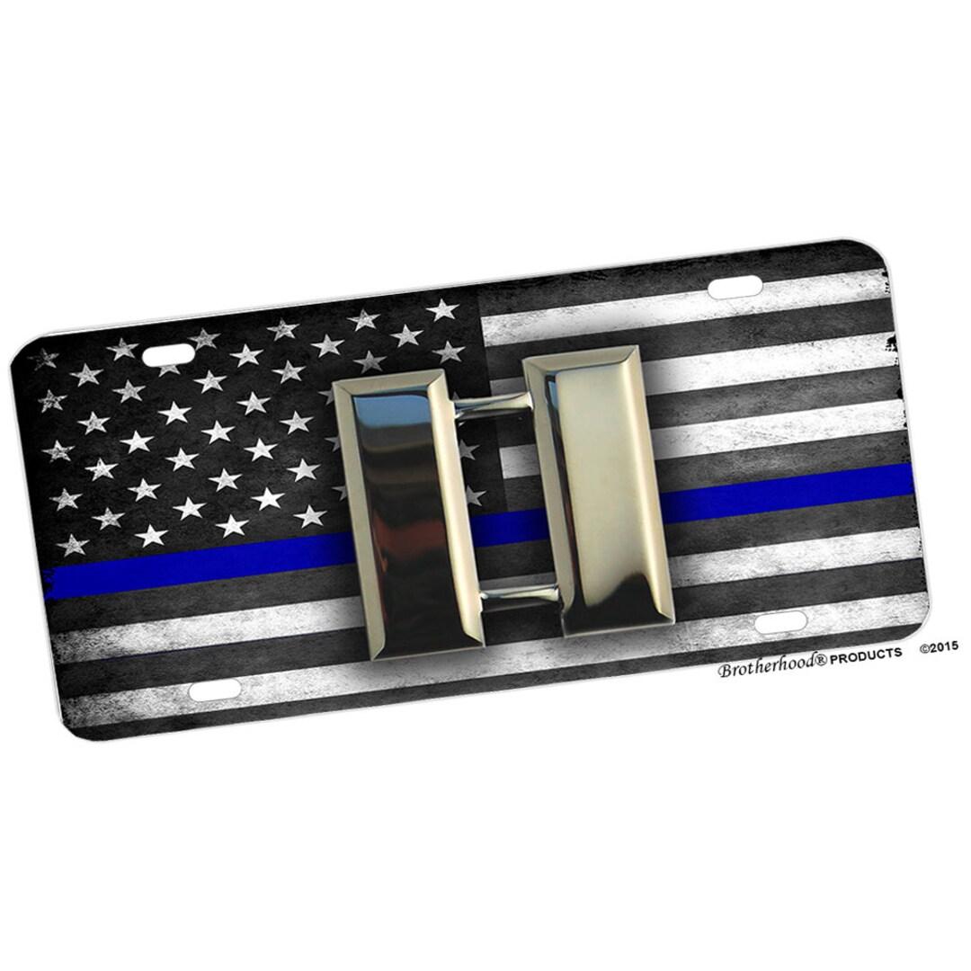Thin Blue Line Tactical American Flag Captain Bars Novelty Vanity ...