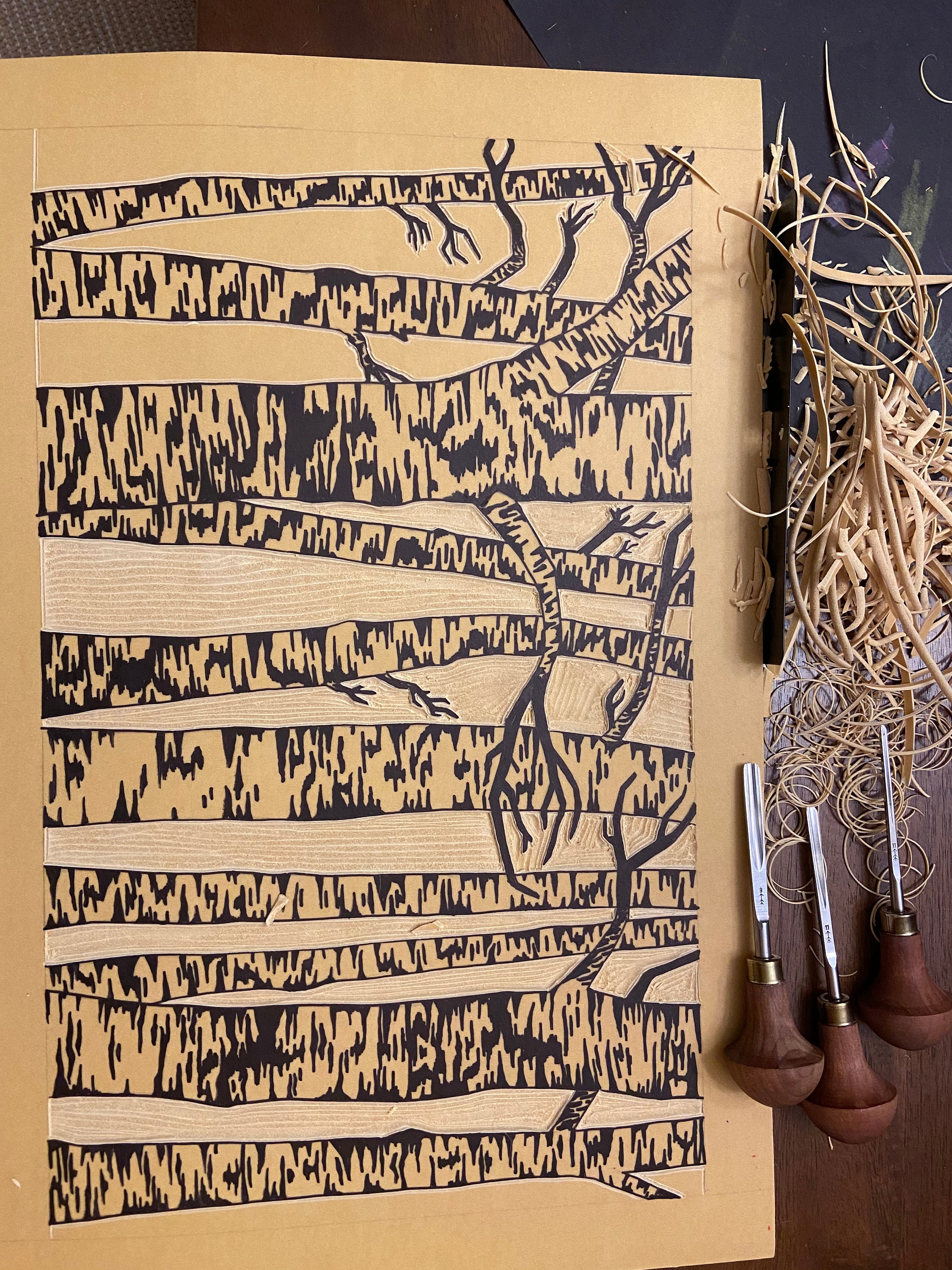 Birch Trees, Nature Wall Art, Linocut, Linocut Trees, Linocut Art ...